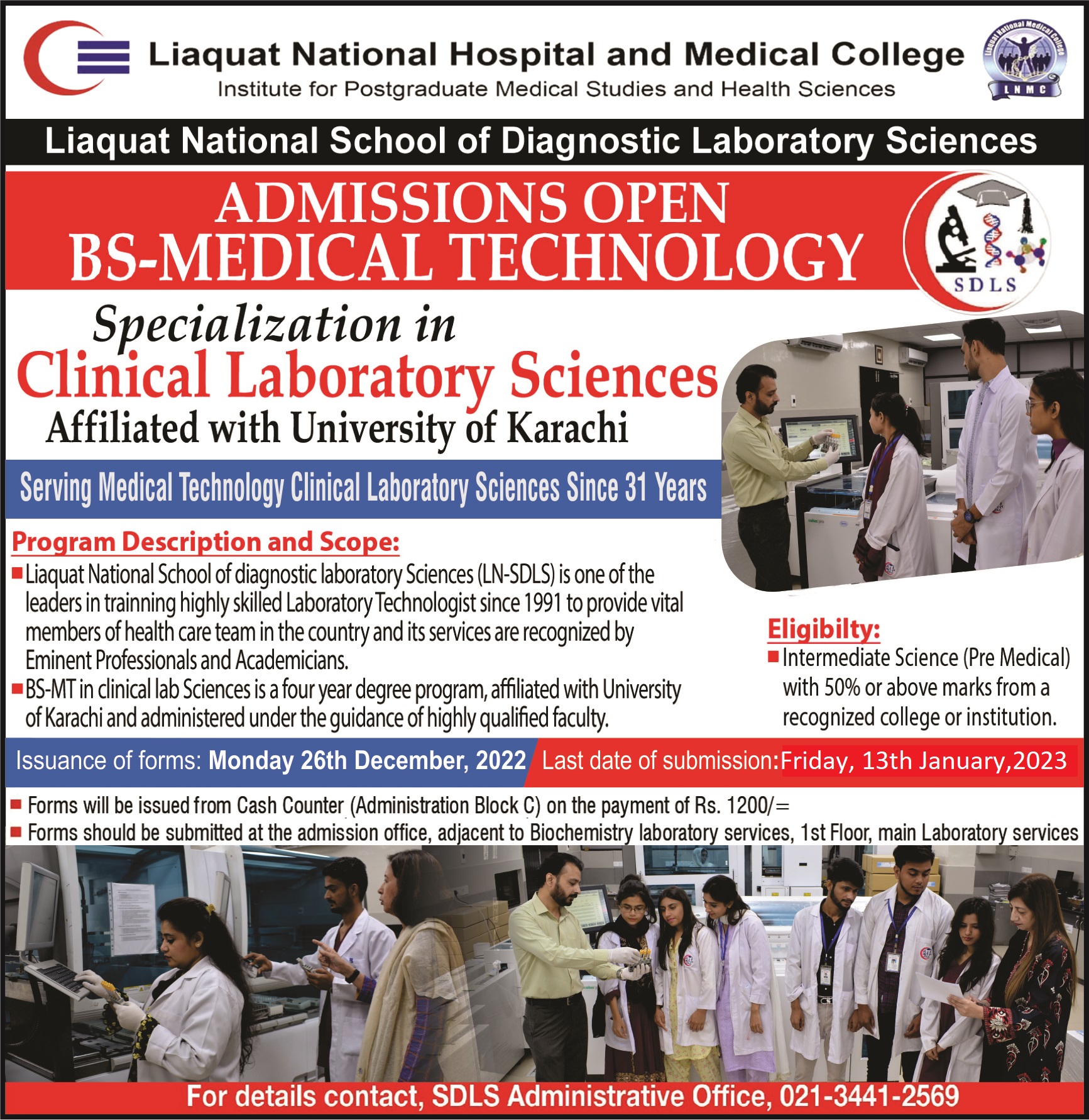 Admissions Open in BSMT (Clinical Laboratory Sciences)